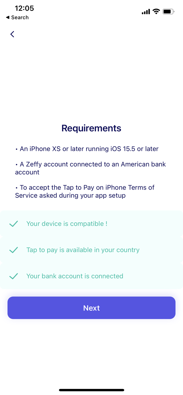 App : Setting up Zeffy Tap to Pay