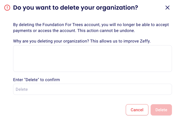 How to delete or deactivate a Zeffy account