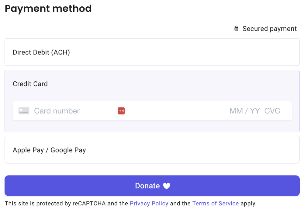 What payment methods does Zeffy accept?