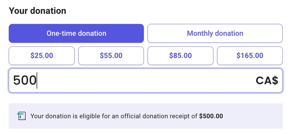 How can I add an open or custom amount field to my donation form?