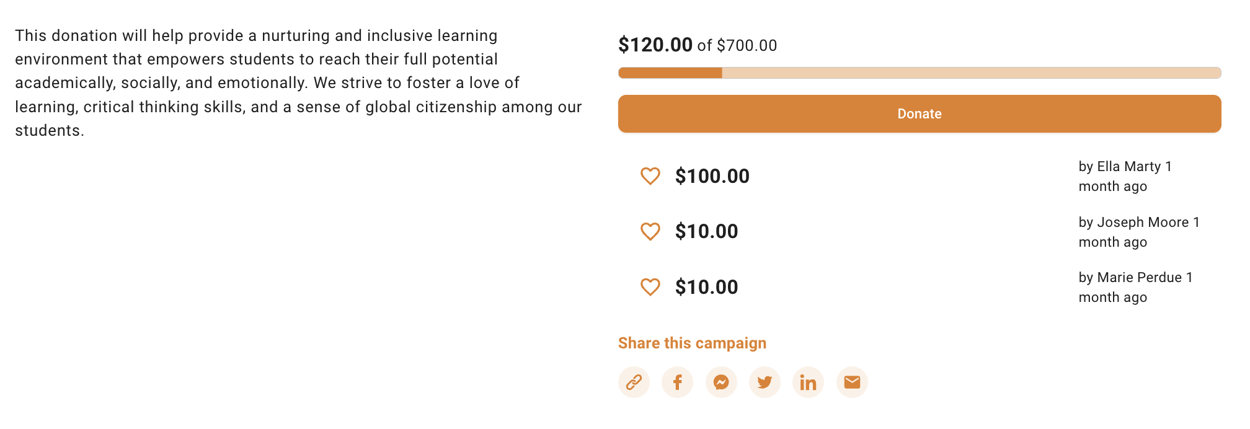 Creating a donation campaign with a target, thermometer and a public ...