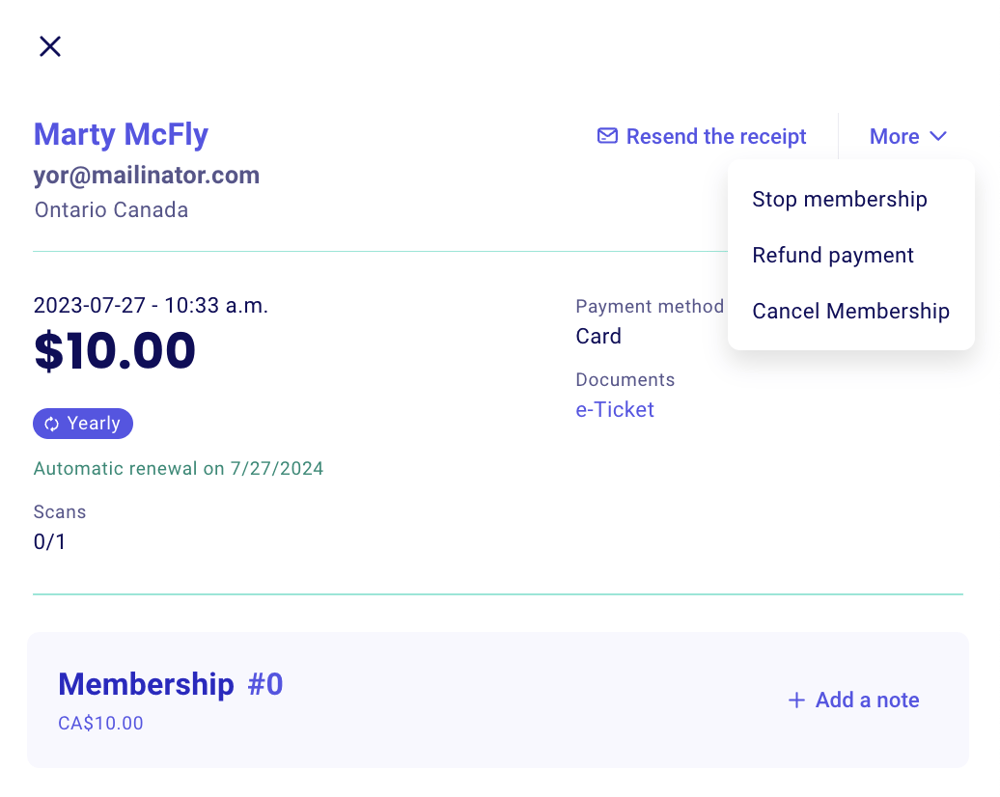 Cancelling a membership or stopping its automatic renewal