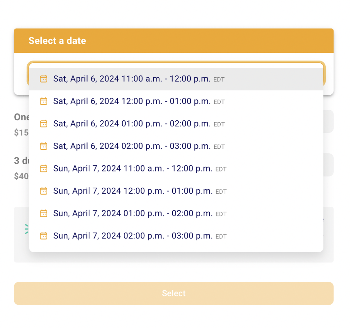 Setting up an event with multiple dates and times