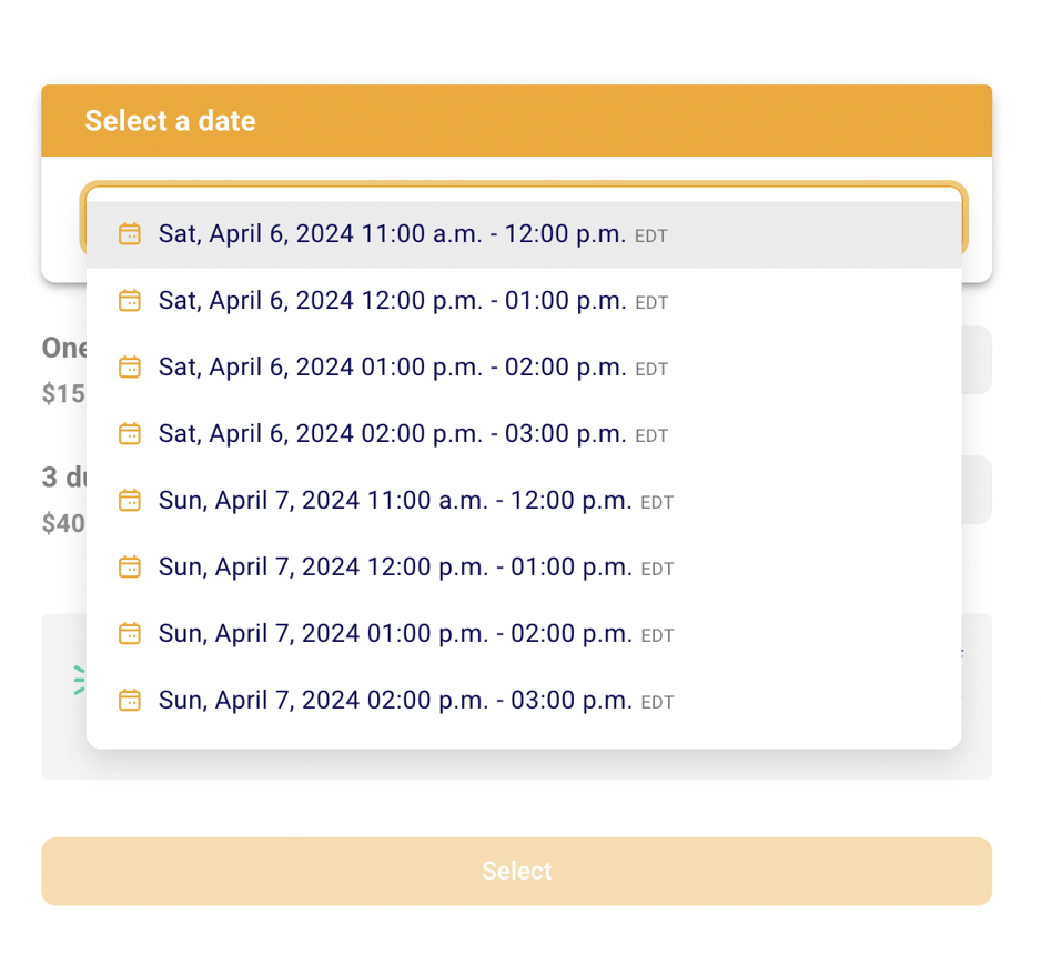 Setting up an event with multiple dates and times