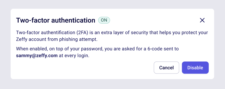 Activating two-factor authentication (2FA) on your account