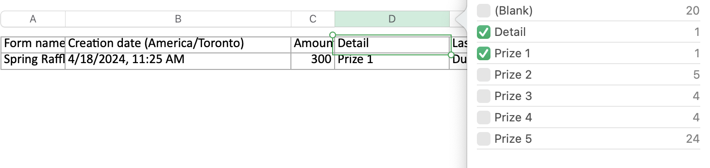 Create a raffle with more than one prize/ basket