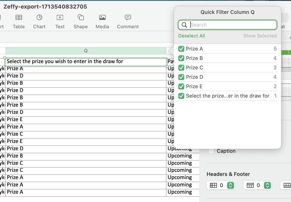 Create a raffle with more than one prize/ basket