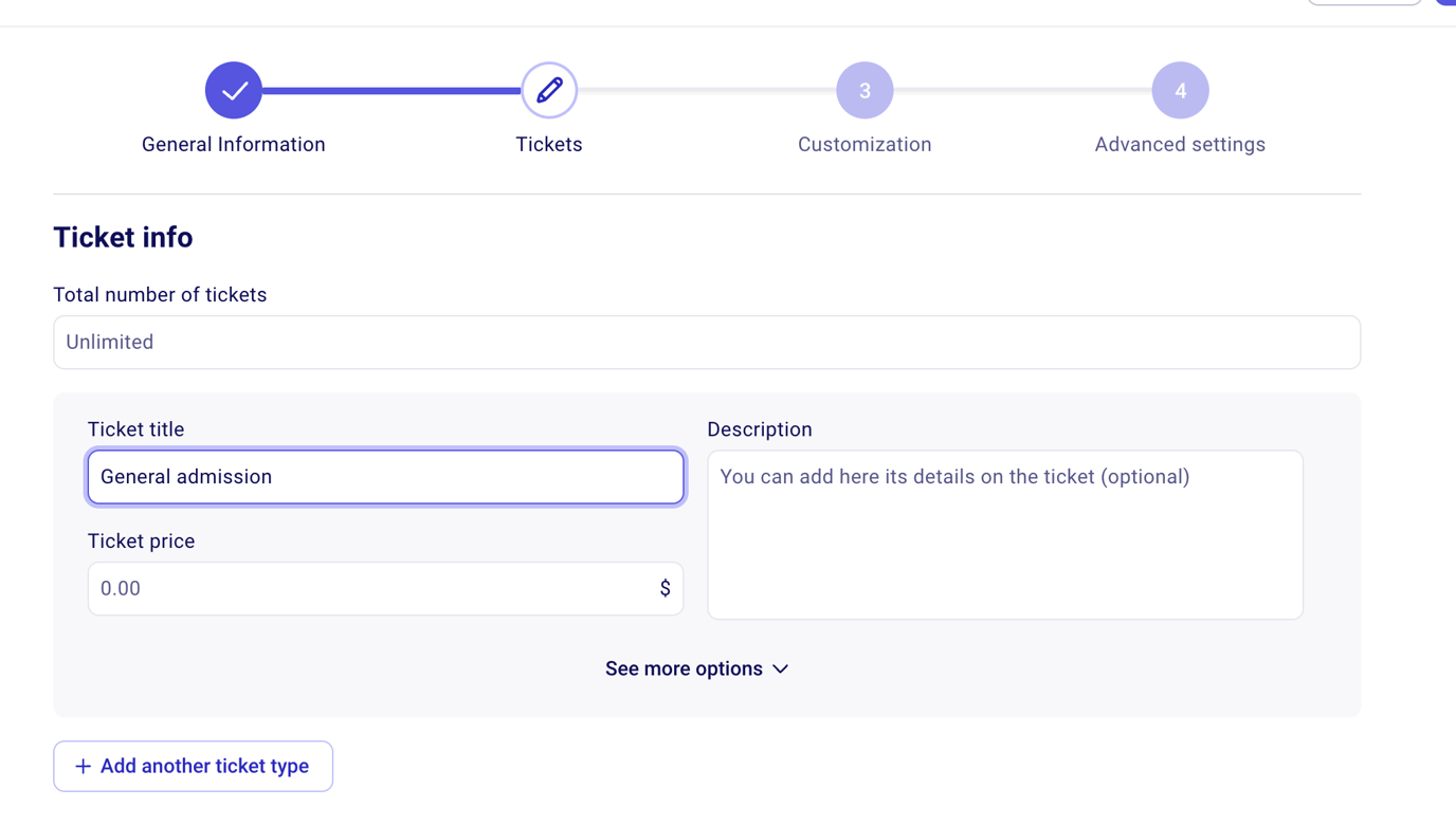 Offer different ticket tiers and rates