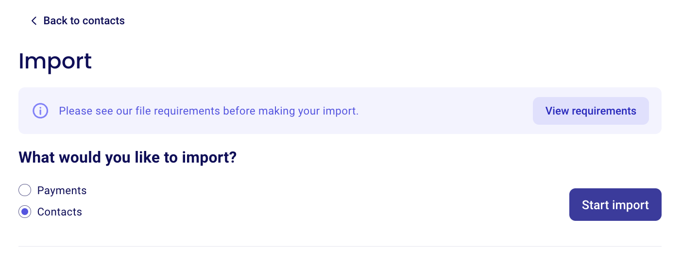Payments Import Template