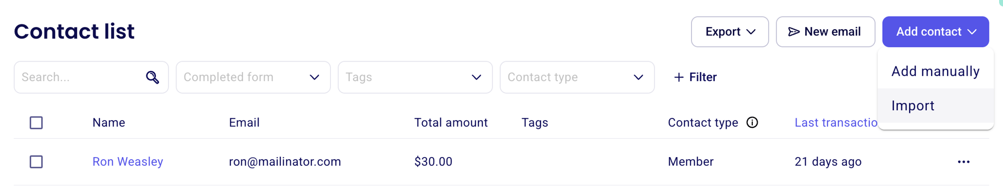 Importing contacts into Zeffy