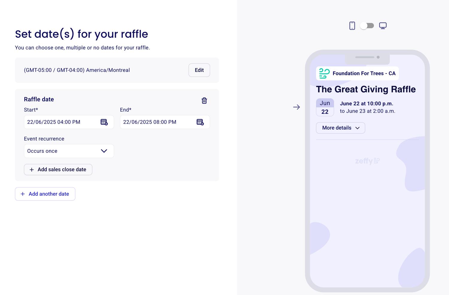 Set up and customize a raffle form