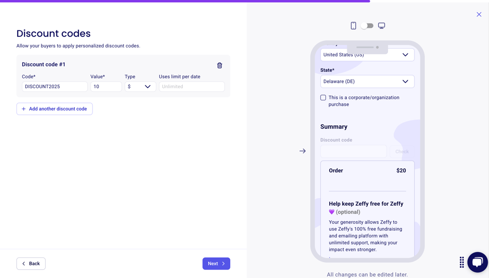 Creating discount, coupon or promo codes