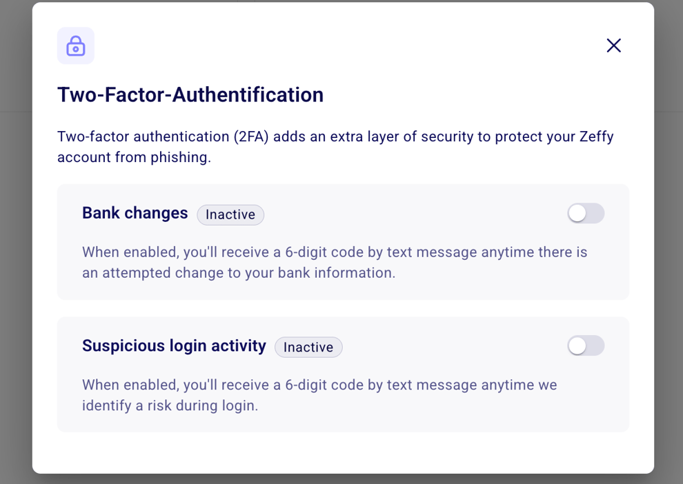 Activating two-factor authentication (2FA) on your account
