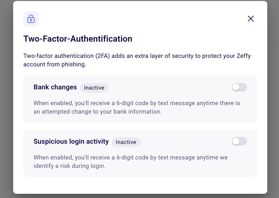 Activating two-factor authentication (2FA) on your account