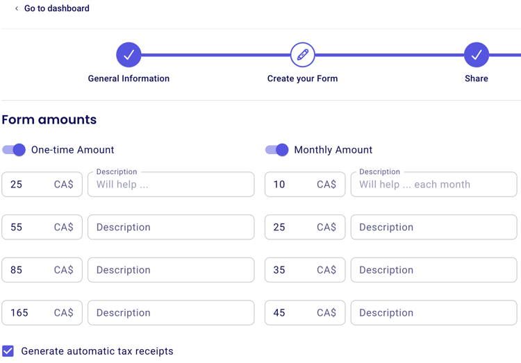 How do I set up automatic tax receipts?