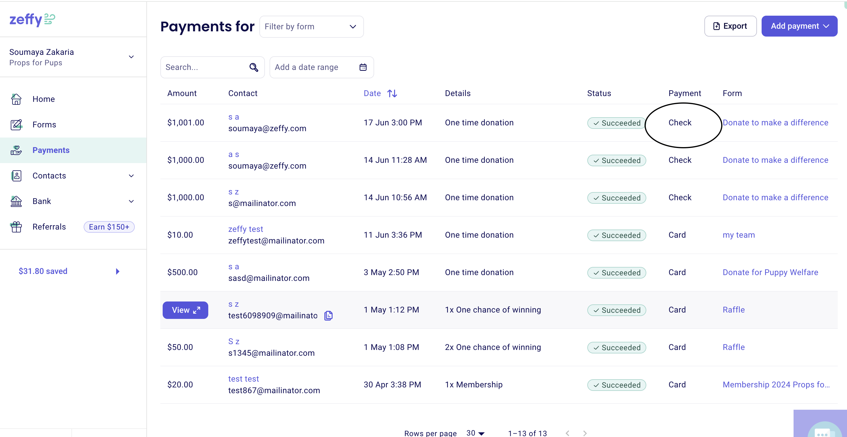 Check payments: Enabling check as a payment method on your form